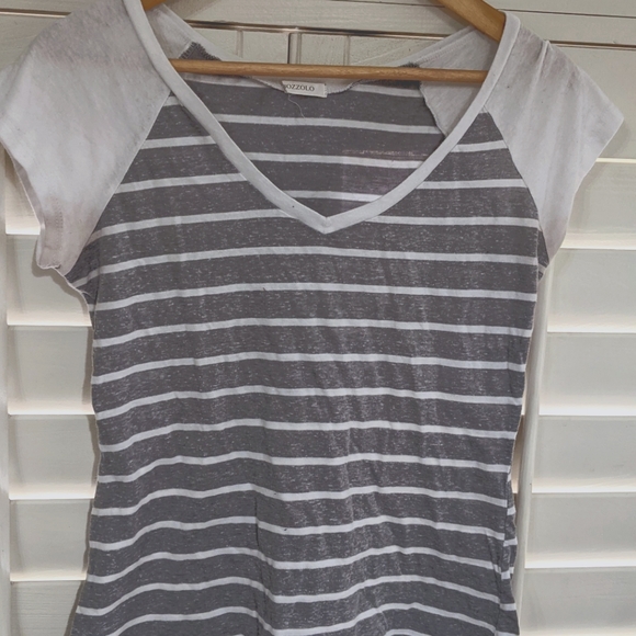 Bozzolo | Tops | 3 For Gray And White Striped Vneck Sm | Poshmark